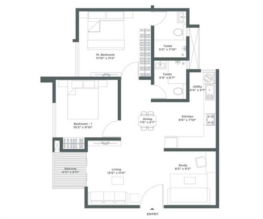 Embassy Verde 2 & 3 Bedroom Floor Plans - Springs Edge Property